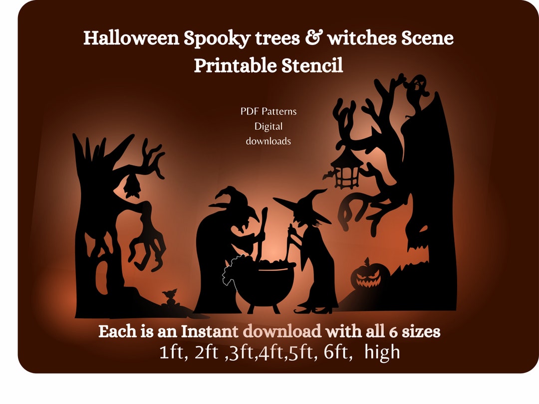 Life Size Halloween Silhouette Template, Witches Cauldron Woodworking ...