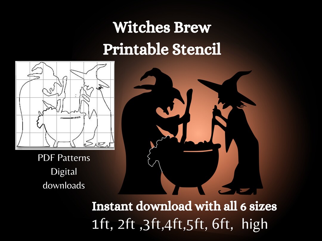 1ft-6ft Witches and Cauldron Digital Pdf Template , Yard Display ...