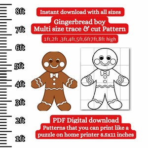 Life Size Gingerbread Man Pose, Pattern PDF Template ,printable Trace ...