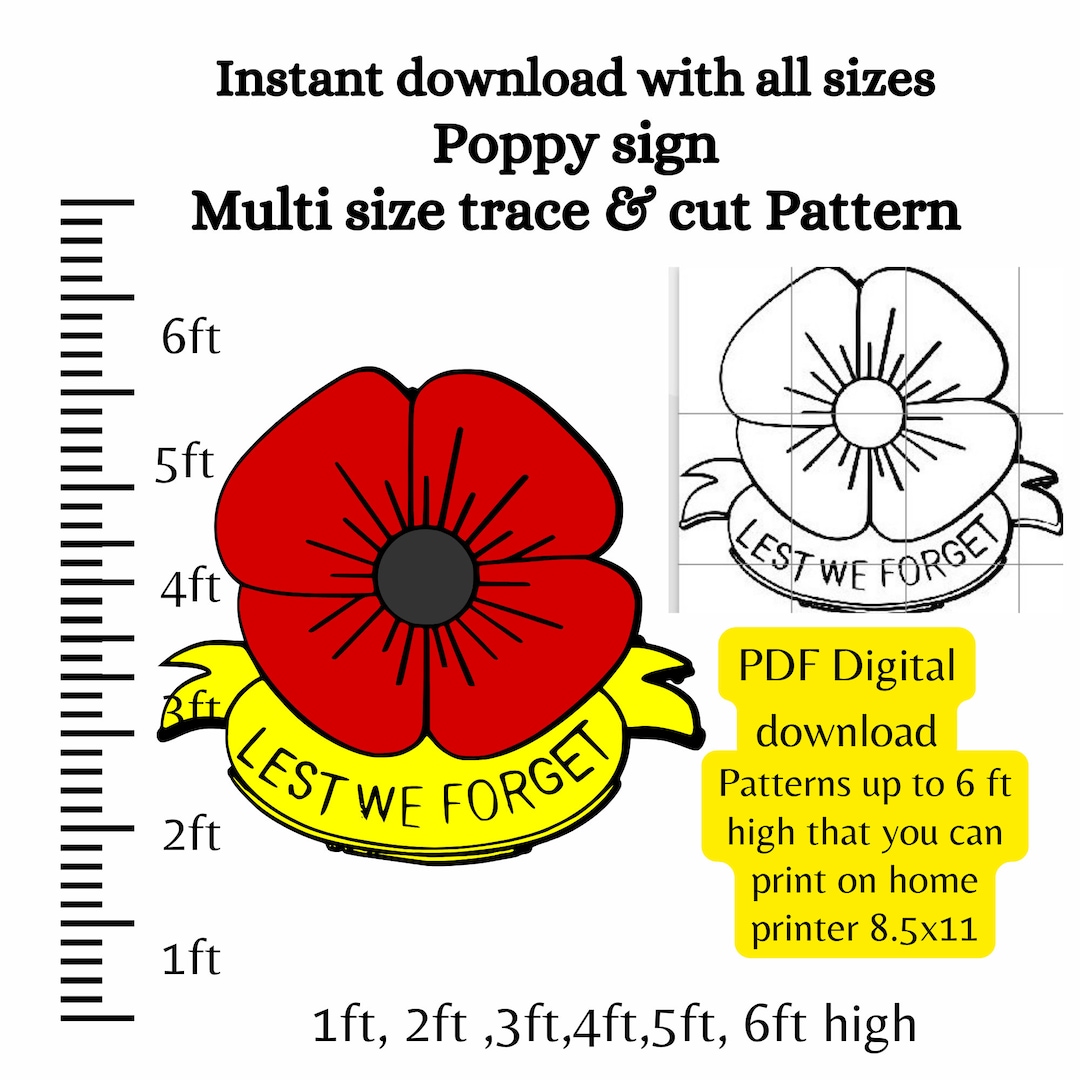 Remembrance Day Poppy Pattern Lest We Forget Sign Yard - Etsy