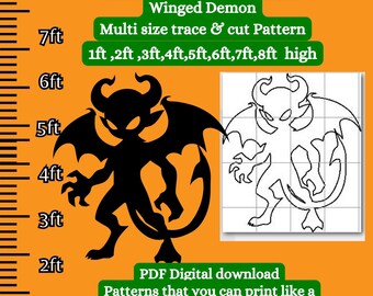 1ft-8ft Halloween Devil , Silhouette Print and Cut Template, Halloween ...