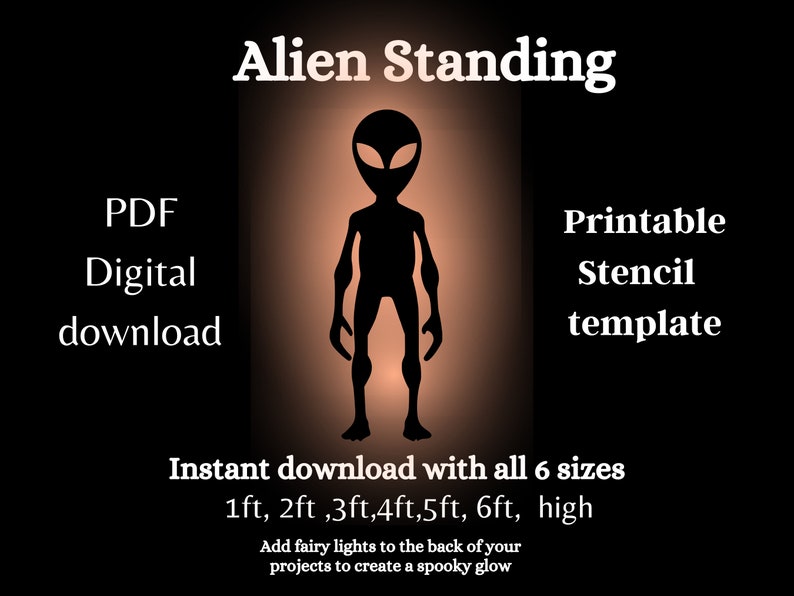 4ft 5ft 6ft PDF Alien Stencil Silhouette Template, Yard Art Cut Out ...