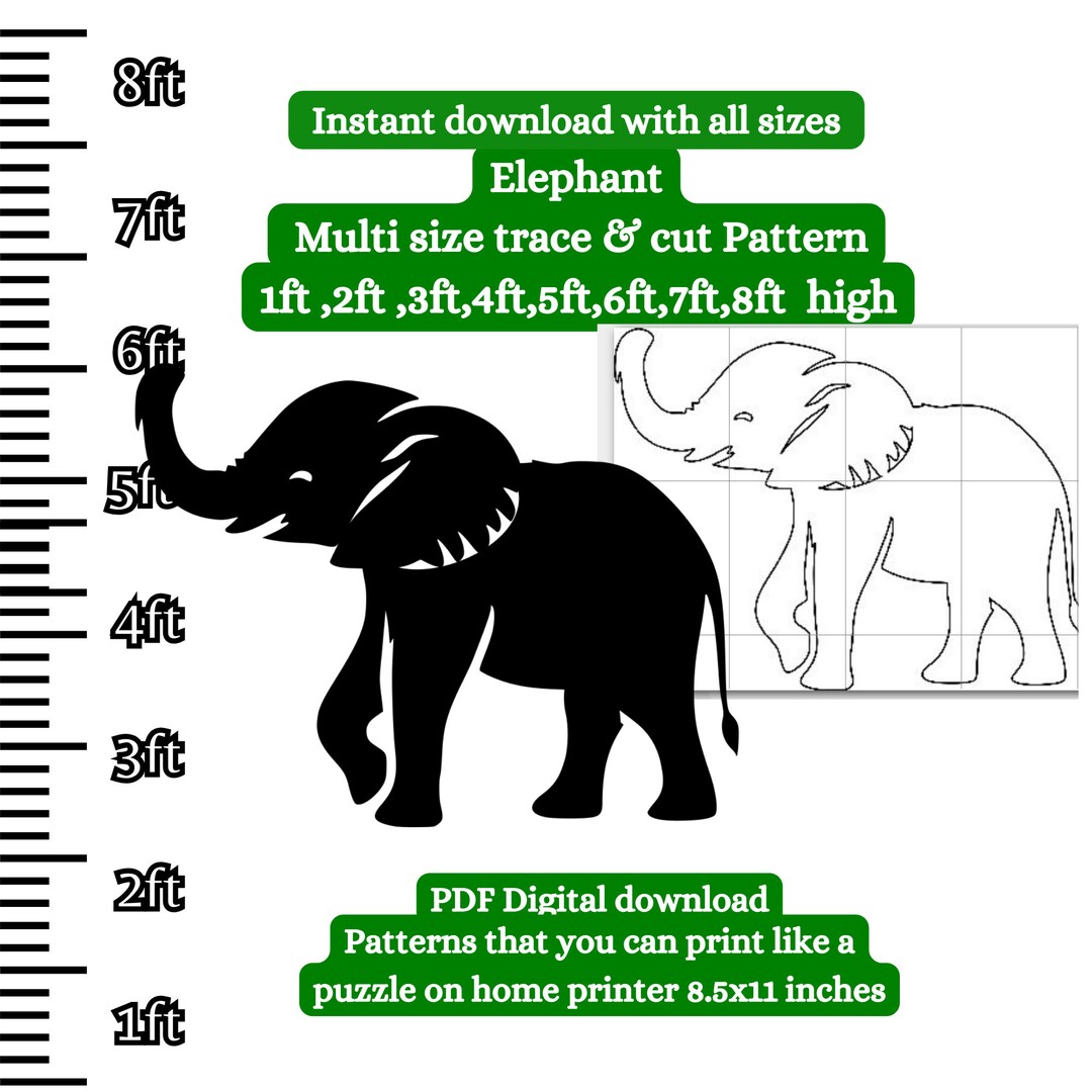 Safari Backdrop, Baby Elephant Template Pattern, Silhouette Pdf ...