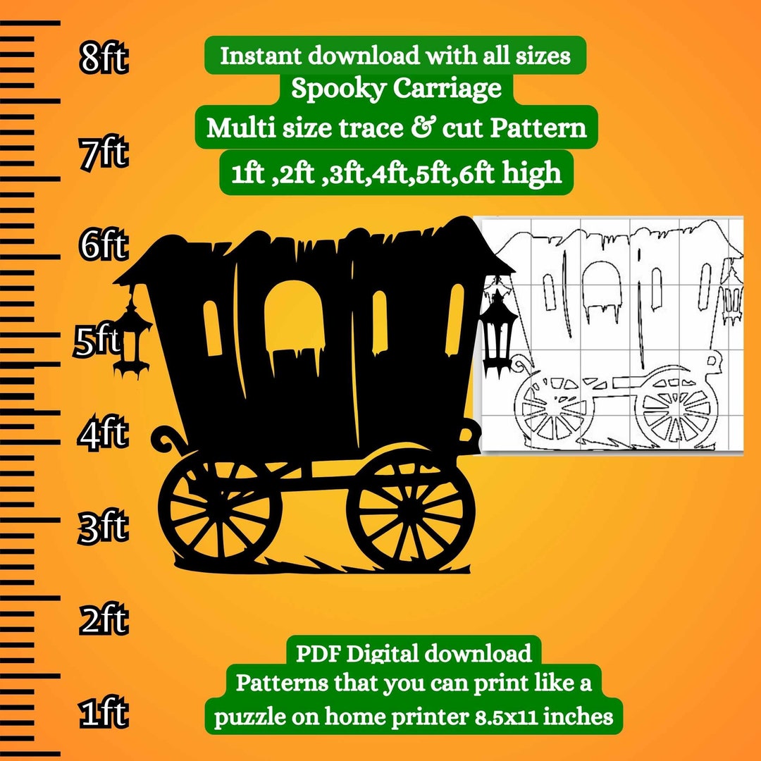 Haunted Gypsy Wagon, Halloween Silhouette Template, Yard Art Pdf ...
