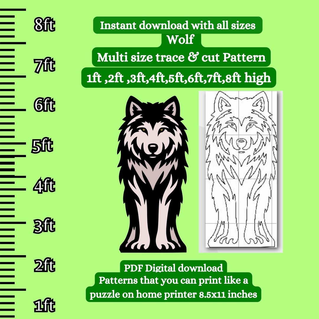Life Size 1ft to 8ft High Life Giant Size Wolf Silhouette Printable ...