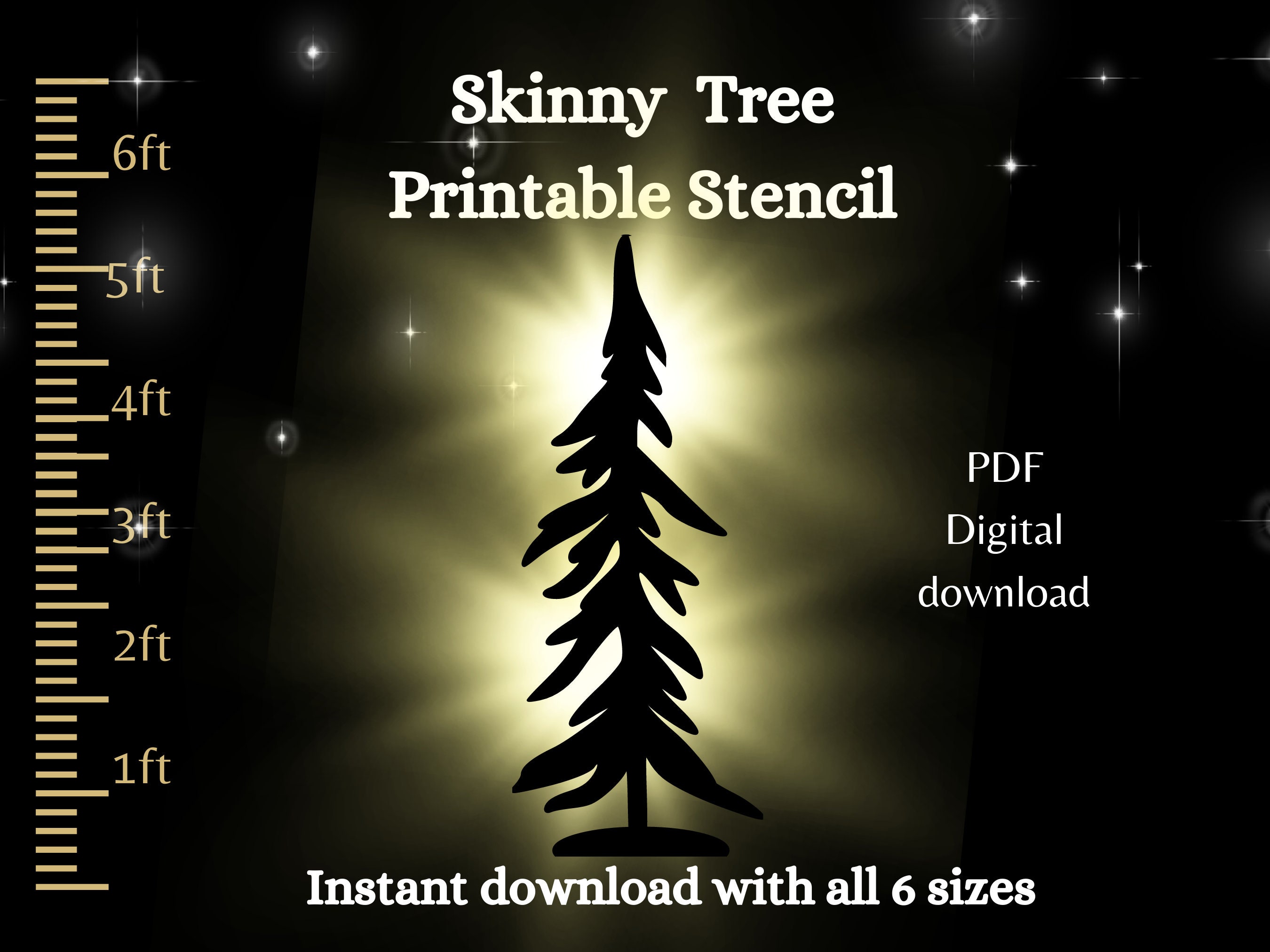 5ft 6ft Skinny Tree PDF Template ,printable Trace and Cut, Pine Tree ...