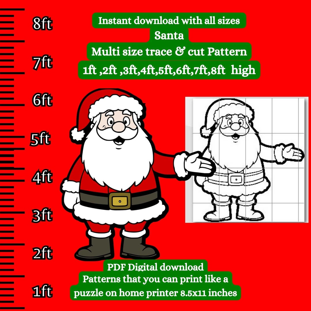 Life Size 6ft Welcoming Santa Clause Diy Pattern PDF Template ...