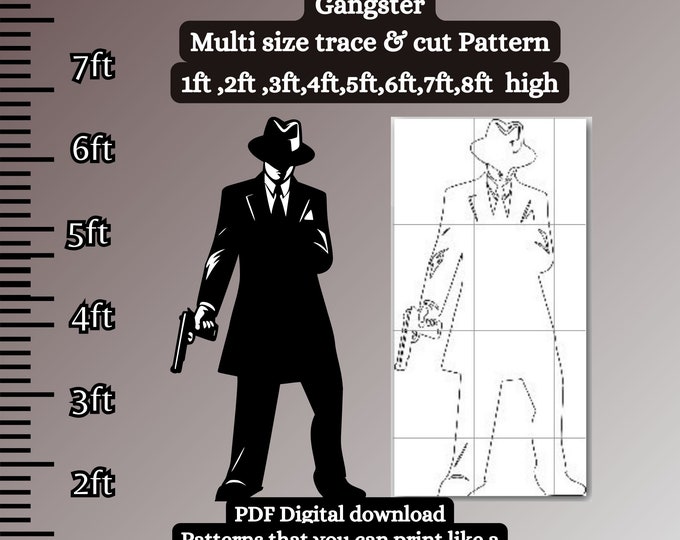 Life Size Gangster Silhouette Pattern PDF Template ,printable Tracing ...