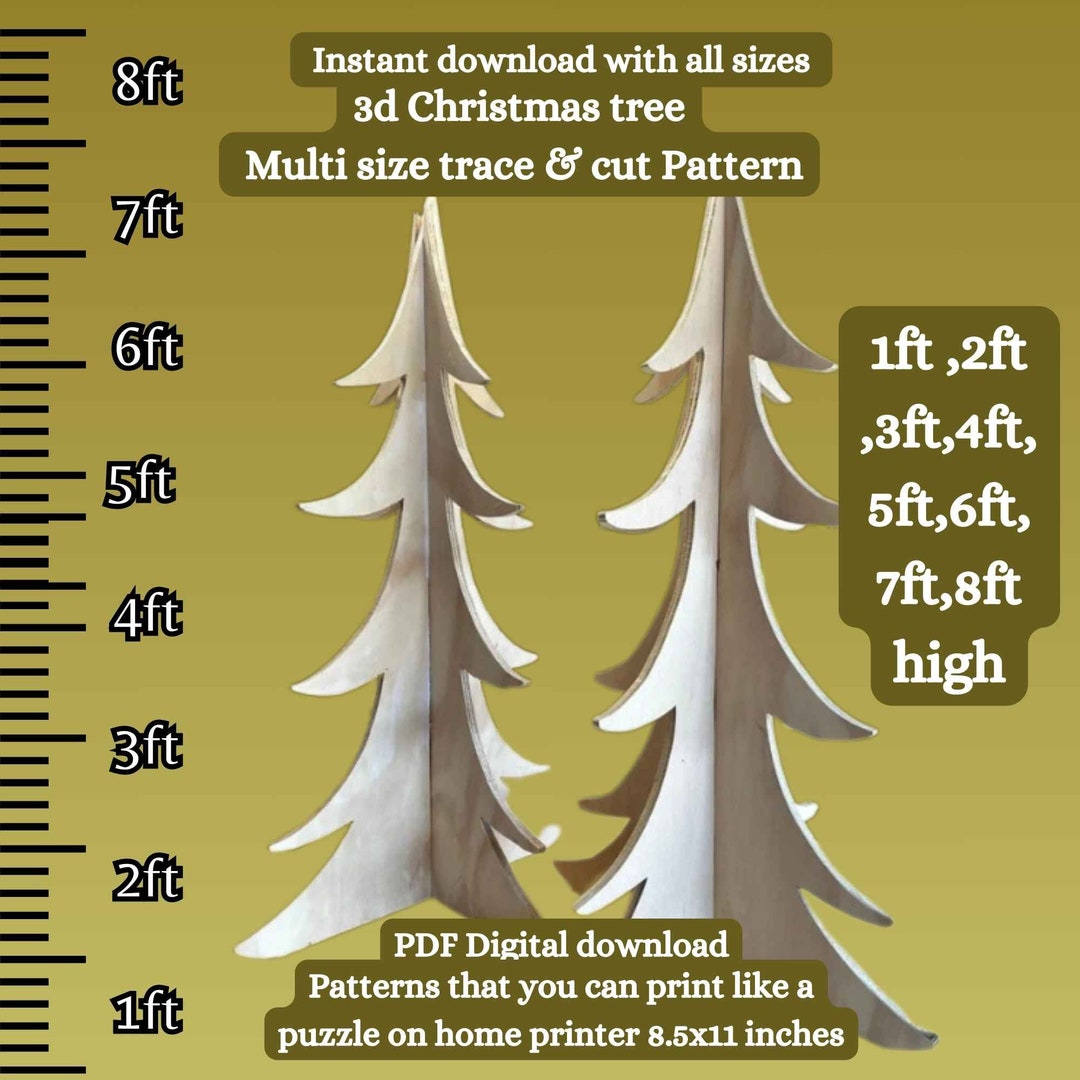 Diy 3D Christmas Tree Yard Art Scroll Saw Template Pattern, Printable ...
