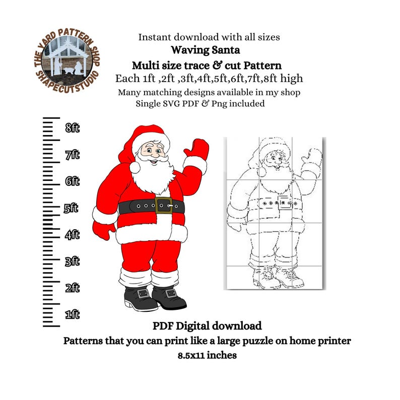 Life Size Waving Santa Pattern PDF Template ,printable Trace and Cut ...
