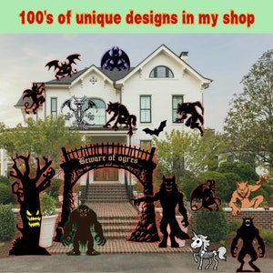 6 Sizes Demon Halloween Silhouette Template, Yard Art Pdf Pattern ...