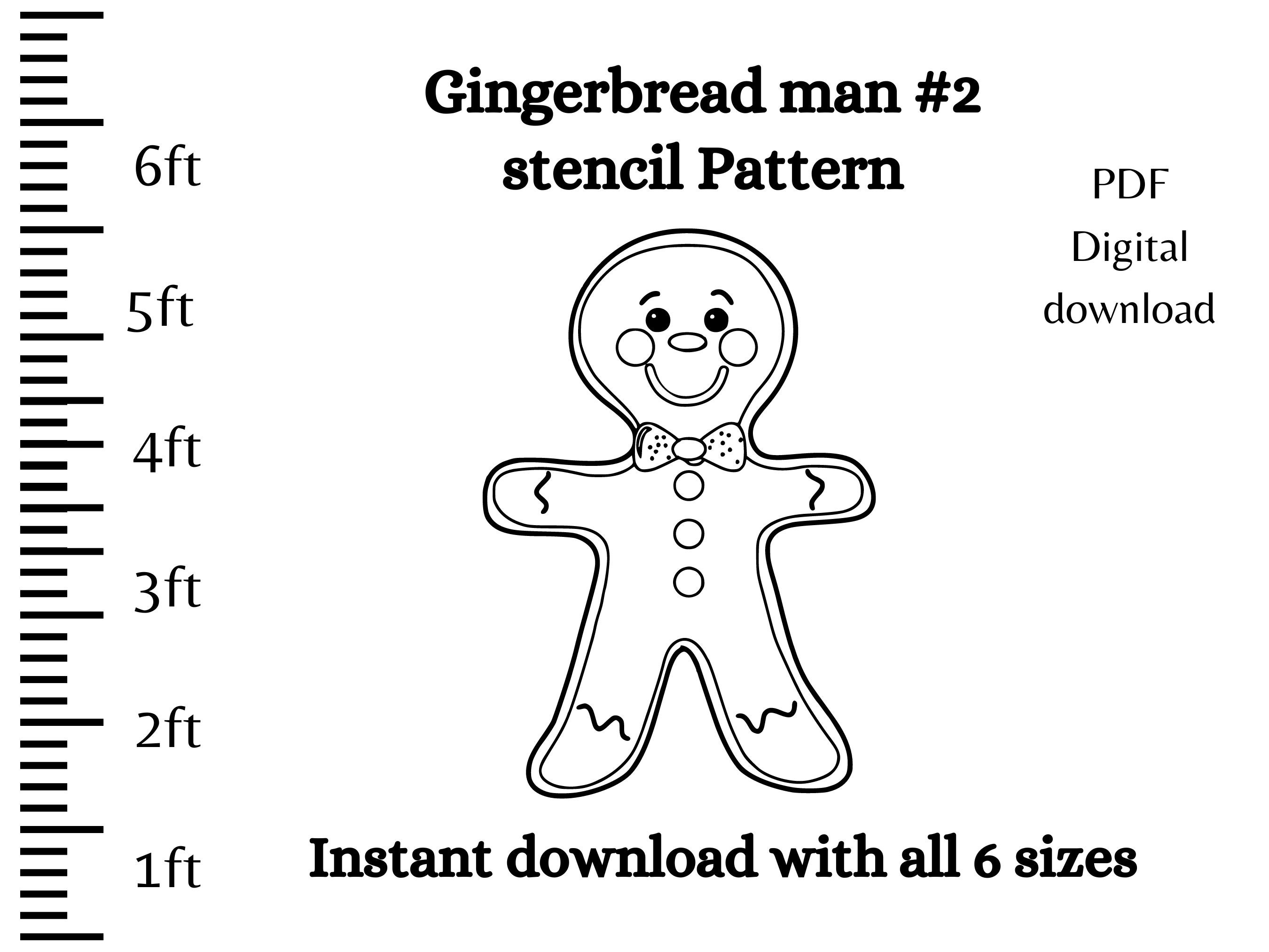 1ft 2ft 3ft 4ft 5ft 6ft Gingerbread Man PDF Template ,printable Trace ...