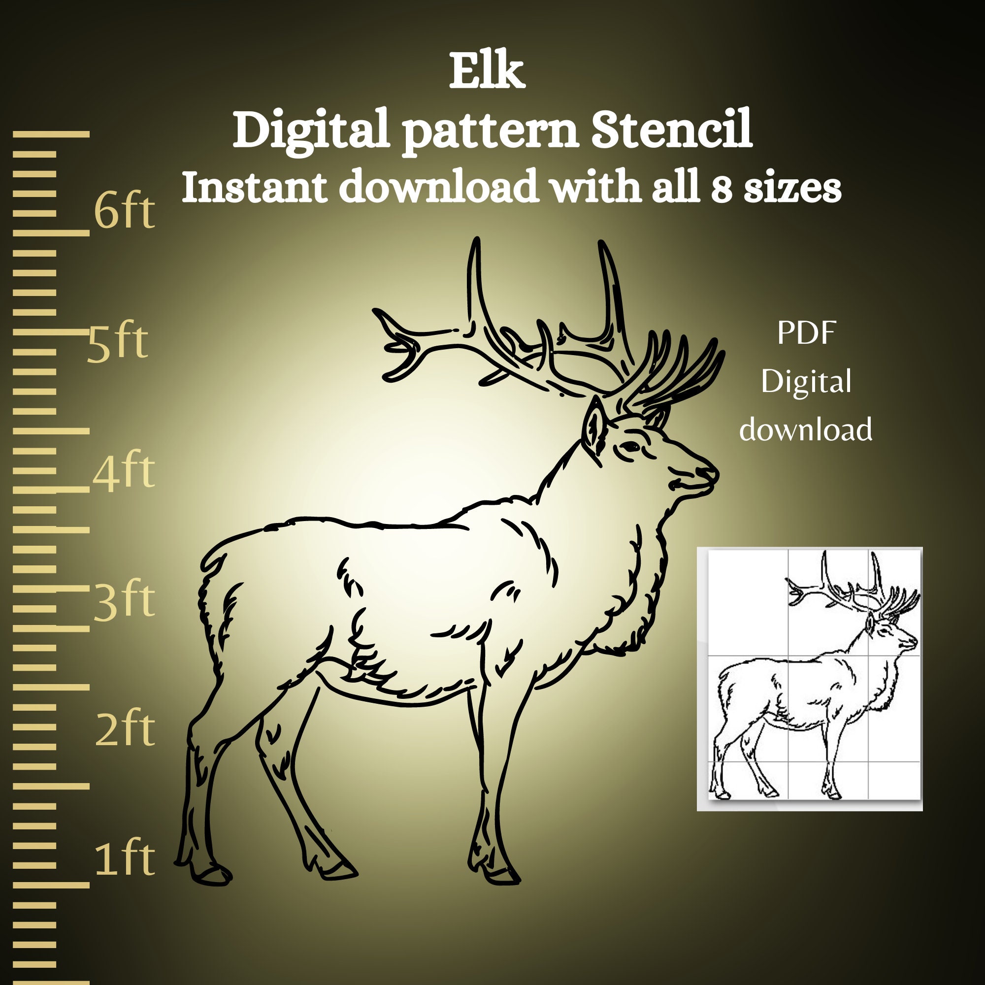 1ft to 8ft Bull Elk Silhouette Printable Trace and Cut - Etsy Canada