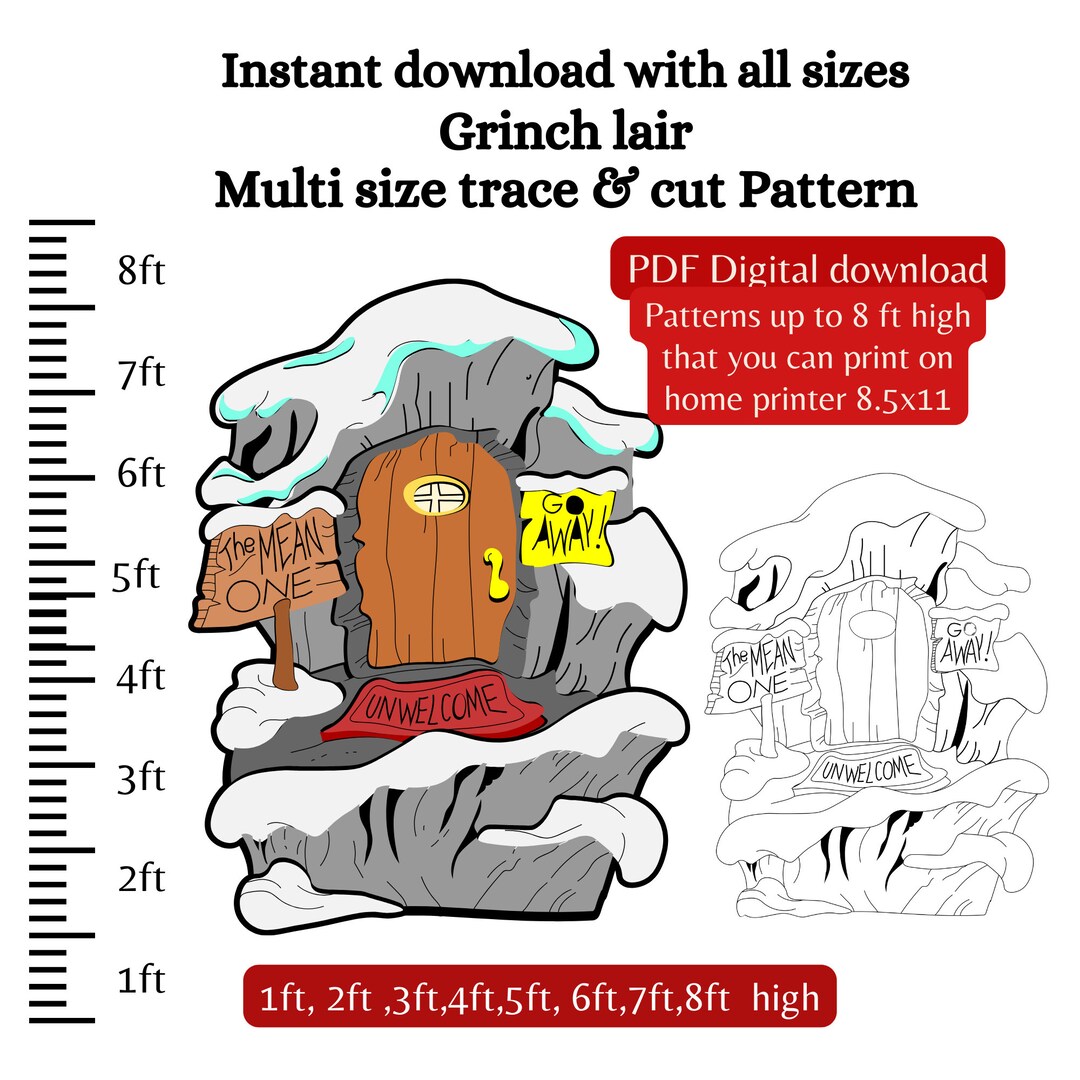 Whoville Cave Lair Print Trace and Cut Stencil Pattern Pdf - Etsy UK