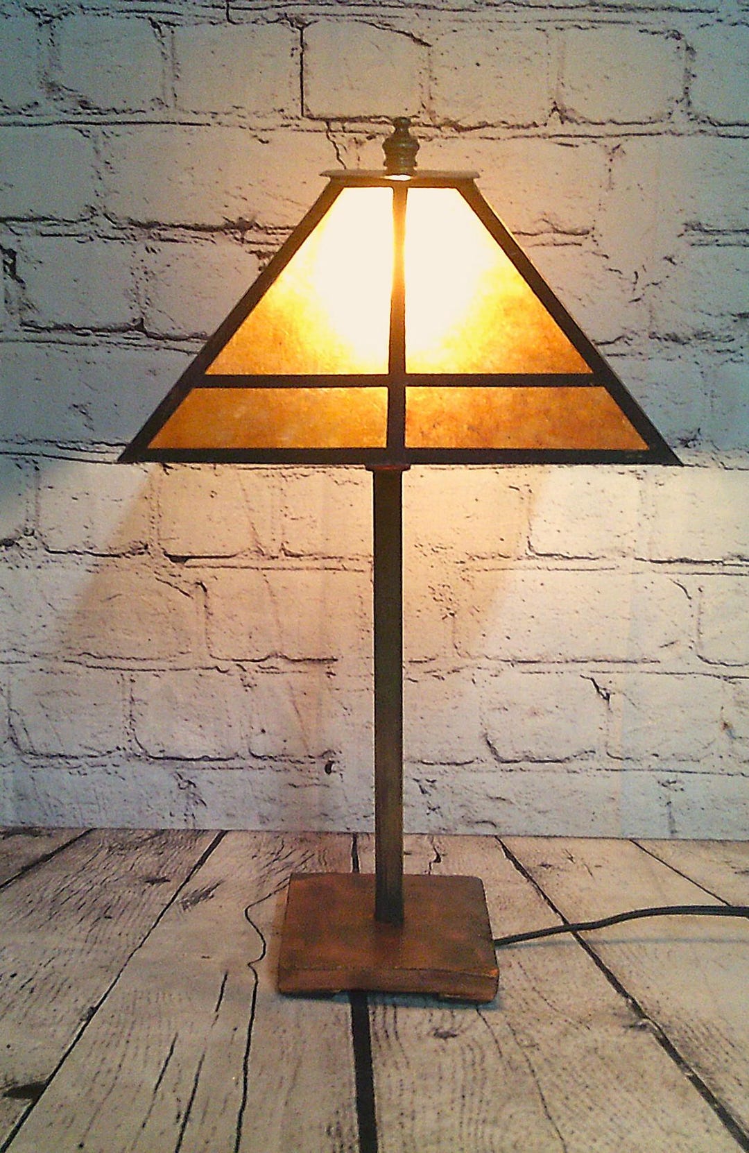 Small Table Lamp With Mica Shade - Etsy