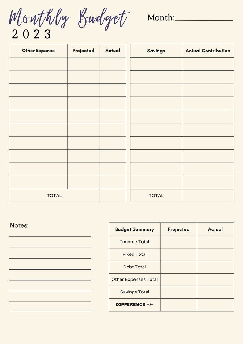 Printable Monthly Budget Planner 2023 - Etsy