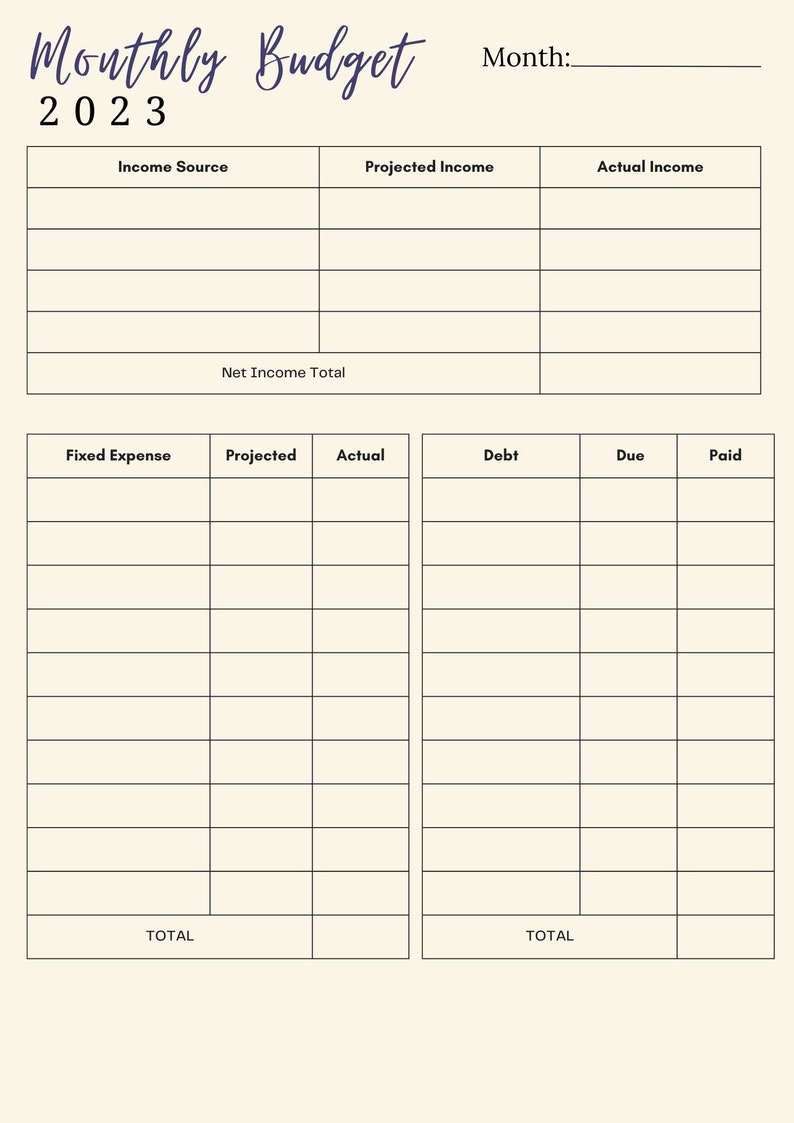 Printable Monthly Budget Planner 2023 - Etsy