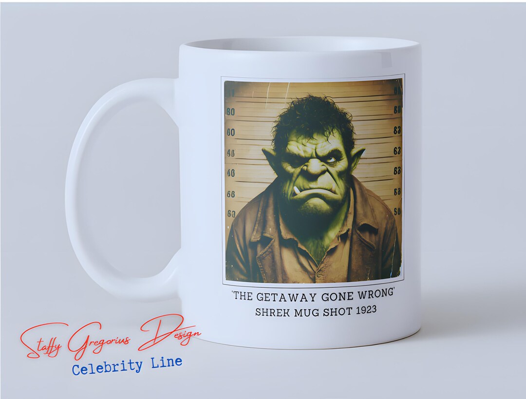 Shrek 11oz Two-sided Mug Design, Funny Mug Shot Sublimation Design PNG ...