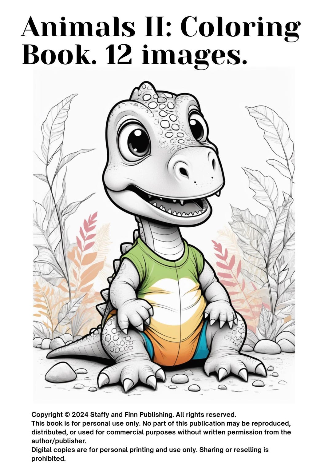 12 Friendly Animals Kids Coloring Book - Fun and Easy Coloring Pages ...