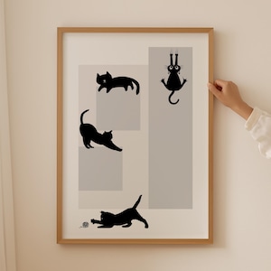 Abstract Black Cat Wall Art, Cat Poster Animal Prints, Trendy Posters ...