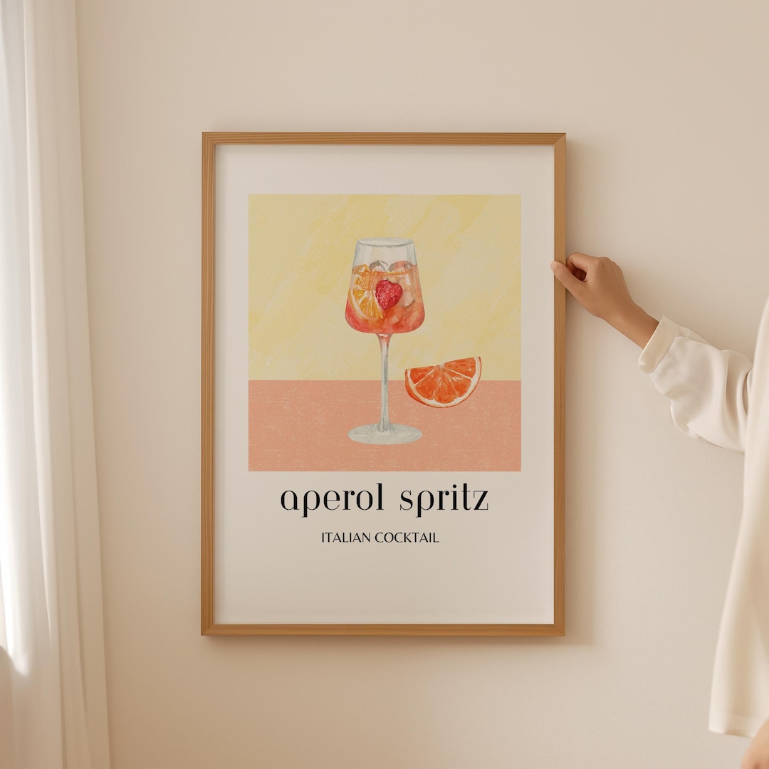 Aperol Spritz Print, Bar Cart Art Kitchen Decor Accessories, Cocktail ...