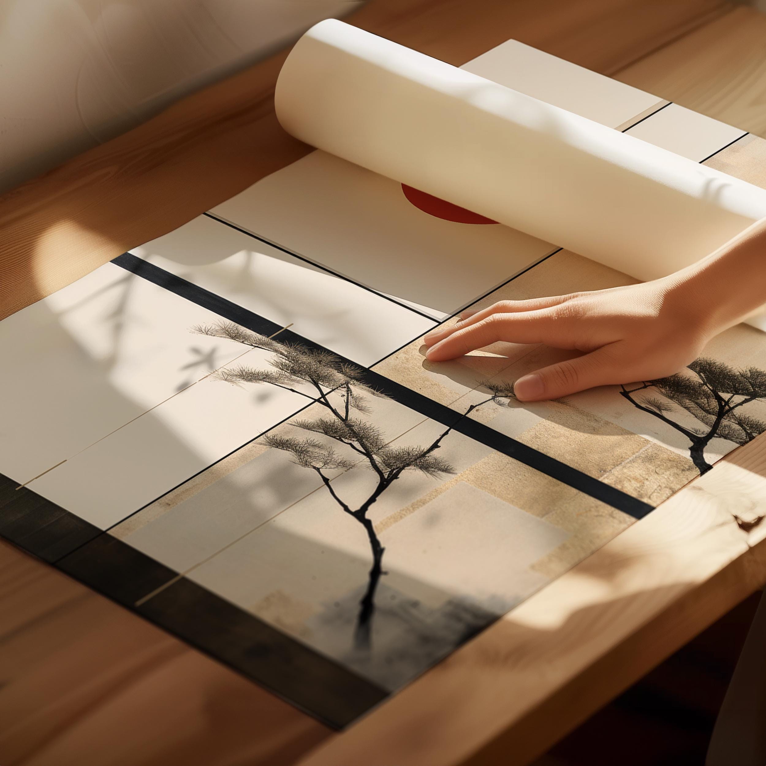 Japanese Architecture Optical Illusion, Japandi Wall Art Wabi Sabi ...