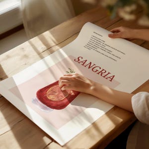 Sangria Bar Cart Prints, Pink Poster Bar Menu Sign, Cocktail Wall ...