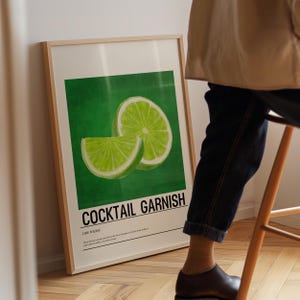 Lime Cocktail Garnish Print, Cocktail Wall Art Watercolor Prints, Green ...