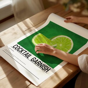 Lime Cocktail Garnish Print, Cocktail Wall Art Watercolor Prints, Green ...
