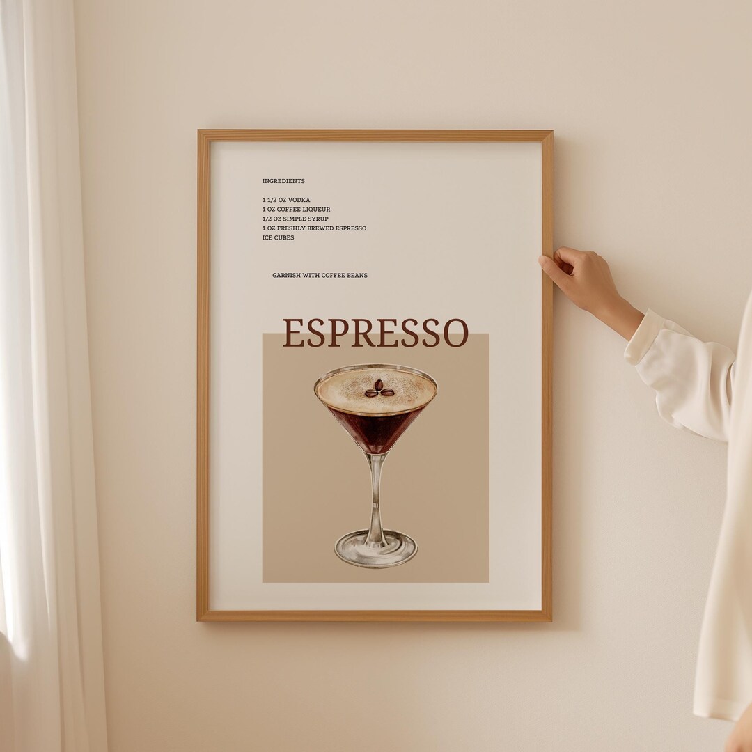 Espresso Martini Art, Bar Wall Art Kitchen Prints, Bar Sign Art Deco ...