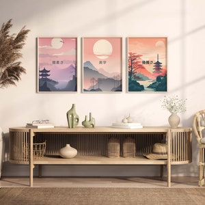 3 Piece Japanese Poster Set | Japandi Wall Art Poster Set | Japan ...