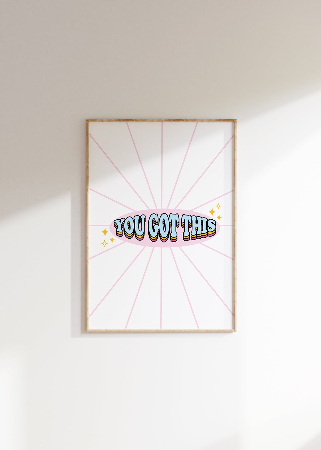 Happy Retro Poster for Girls Room Decor, Colorful Wall Art, Hippie Room ...