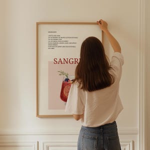 Sangria Bar Cart Prints, Pink Poster Bar Menu Sign, Cocktail Wall ...