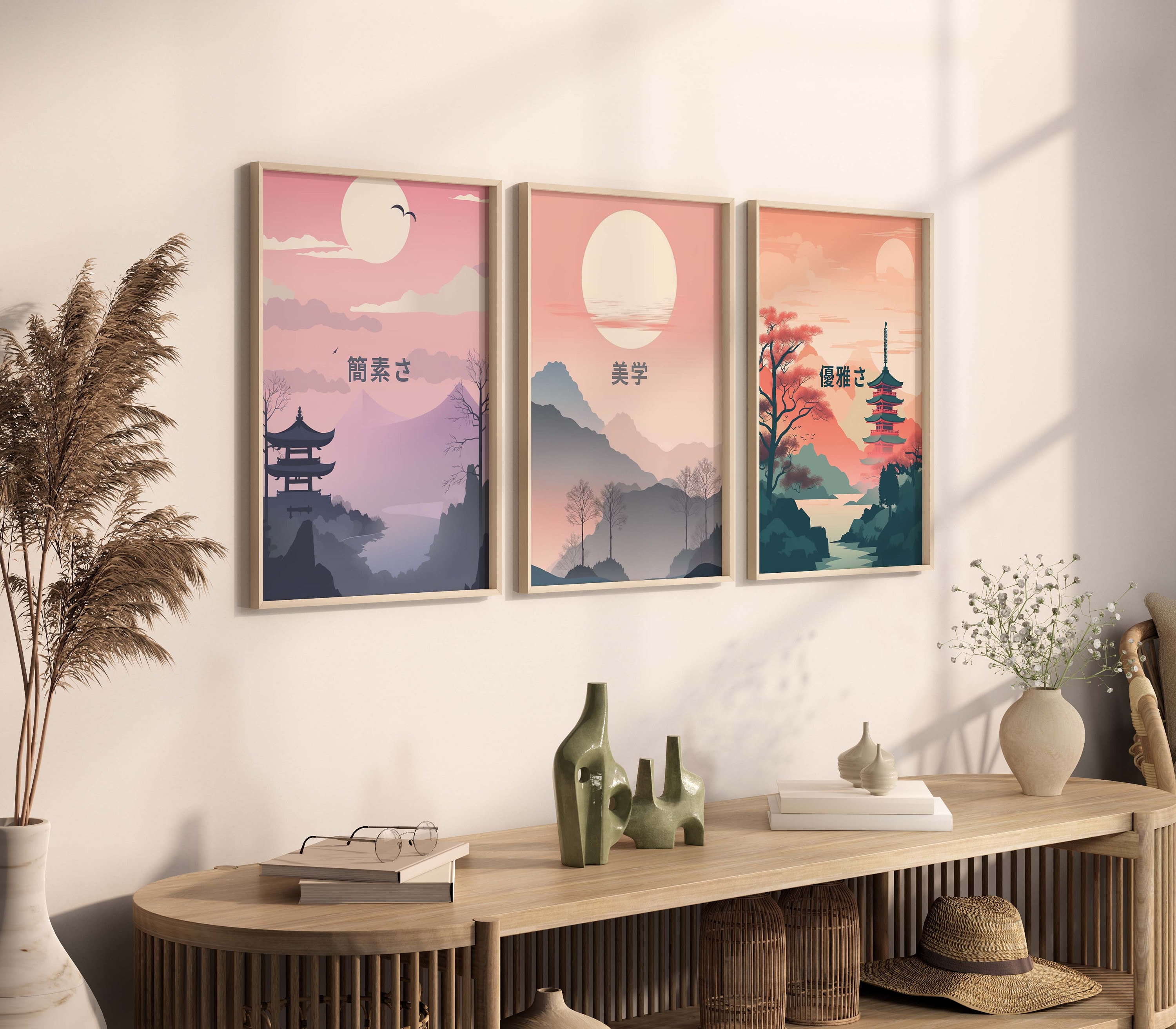 3 Piece Japanese Poster Set Japandi Wall Art Poster Set - Etsy Australia