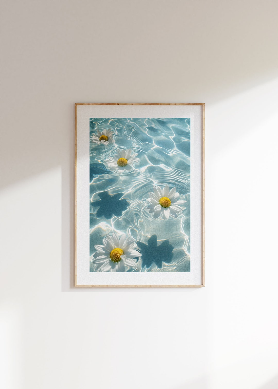 Daisies Afloat Poster, Beach House Decor, Calming Neutral Wall Art ...