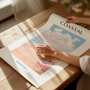 Coastal Pink Ocean Print - Watercolor Wall Art for Beach House Decor ...