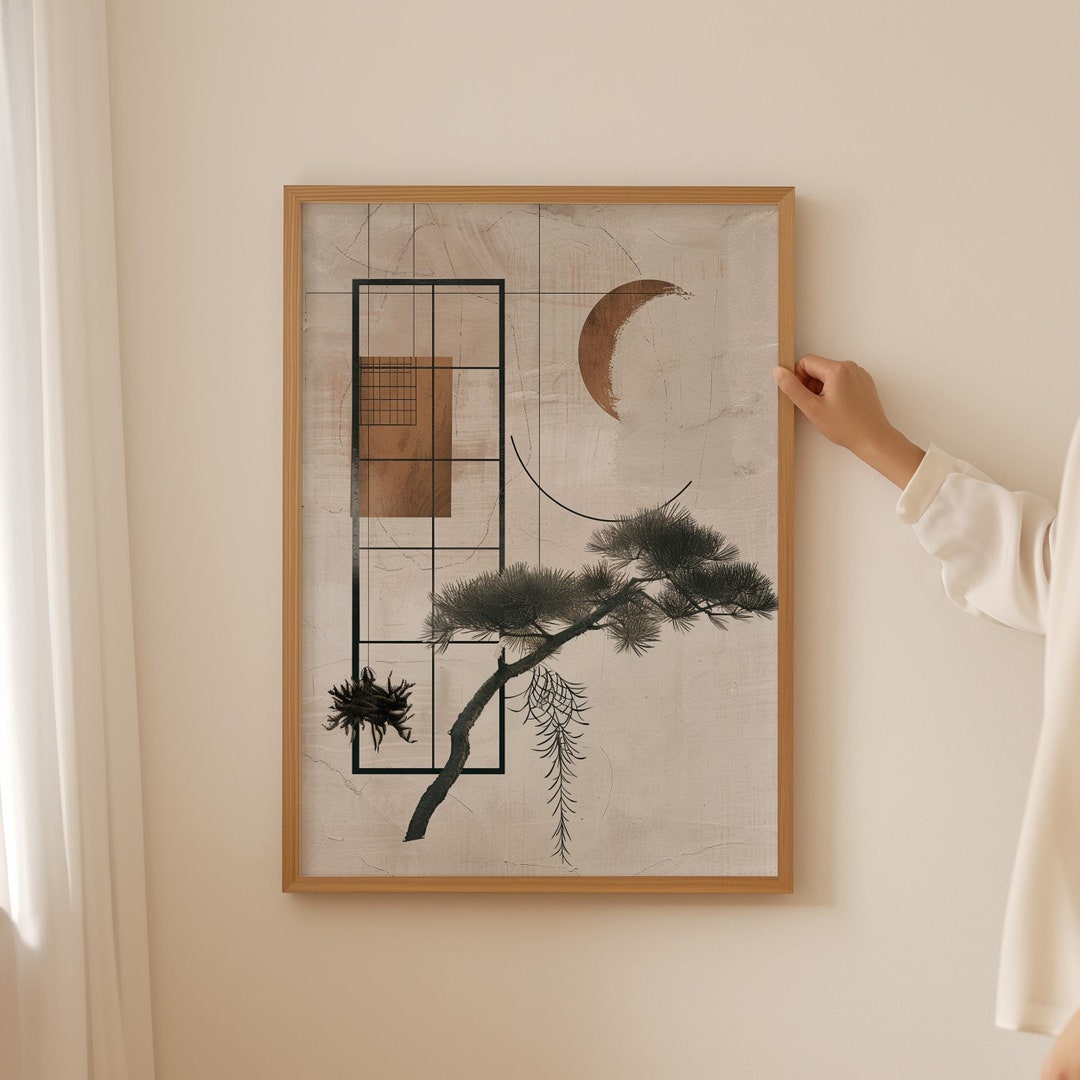 Abstract Zen Garden Wall Art, Mid Century Modern Japanese Artwork ...