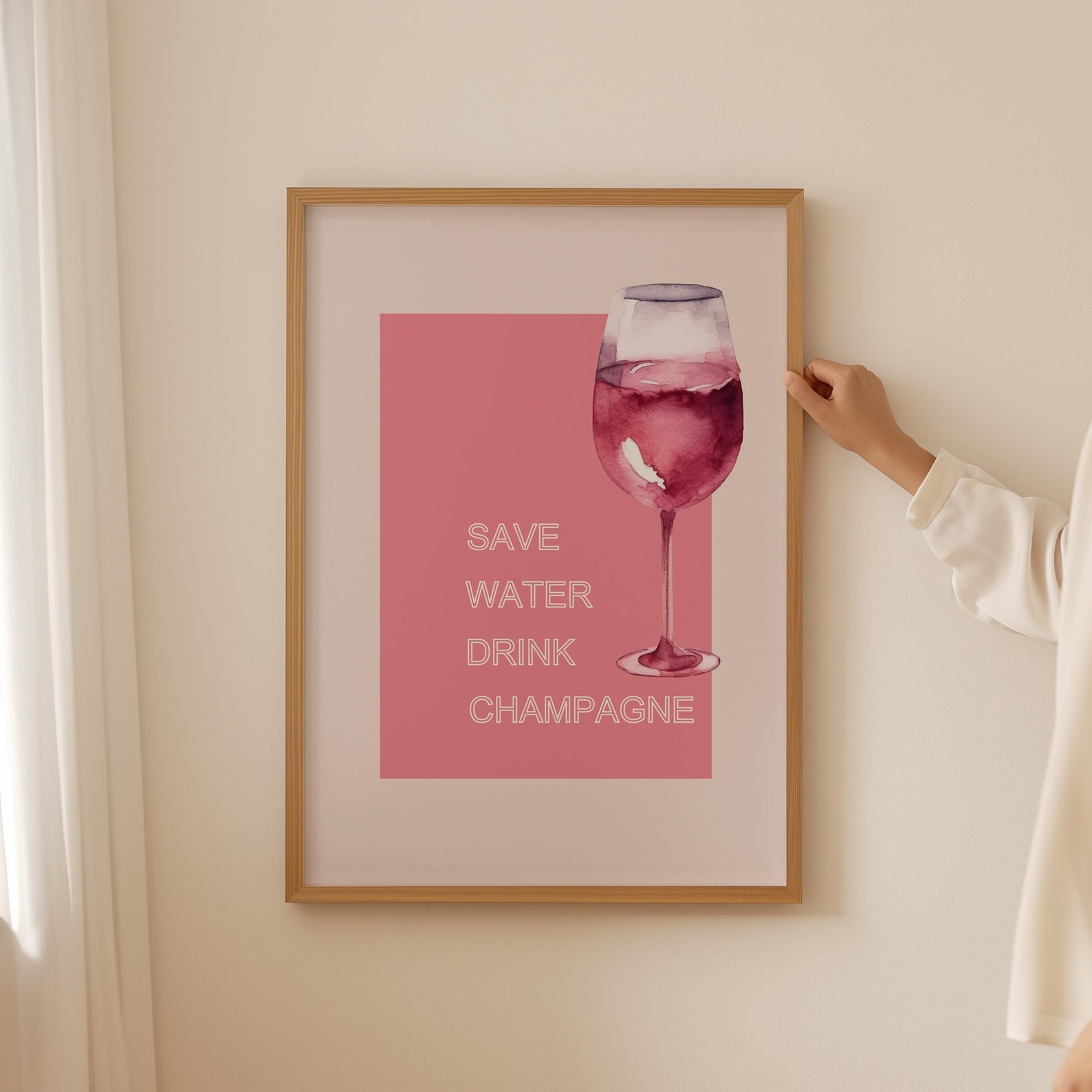 Save Water Drink Champagne Cocktail Posters, Pink Alcohol Poster ...