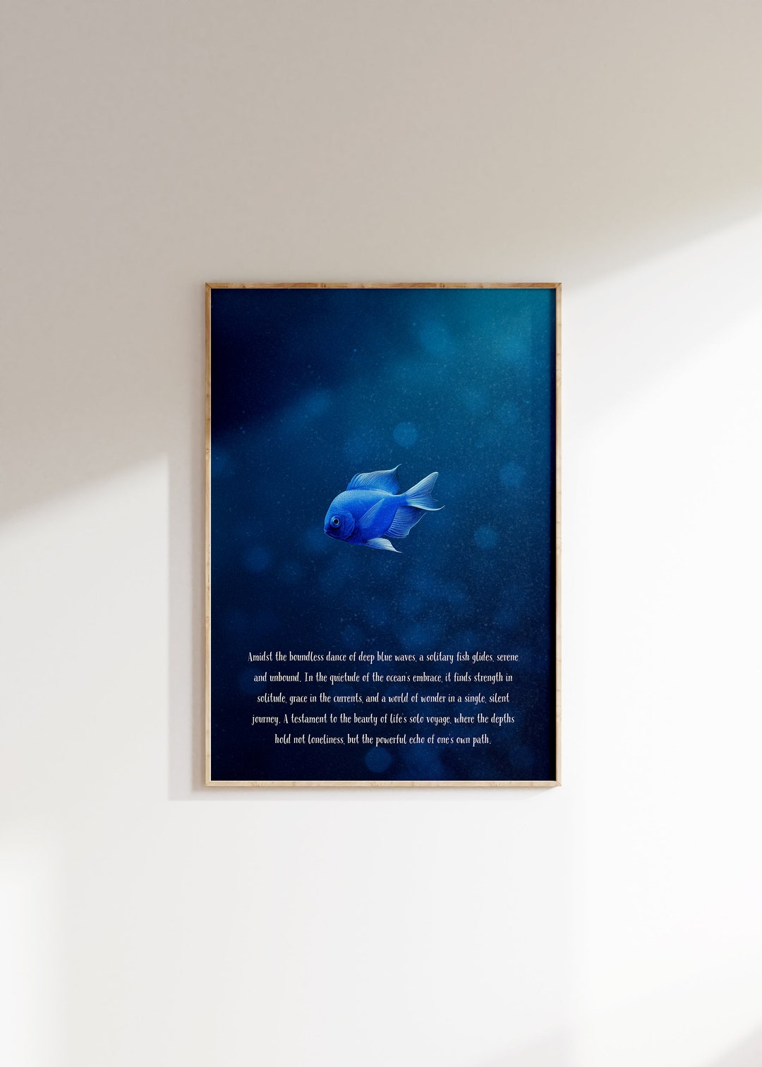 Solo Blue Depths Fish Poster, Beach House Decor, Calming Neutral Wall ...