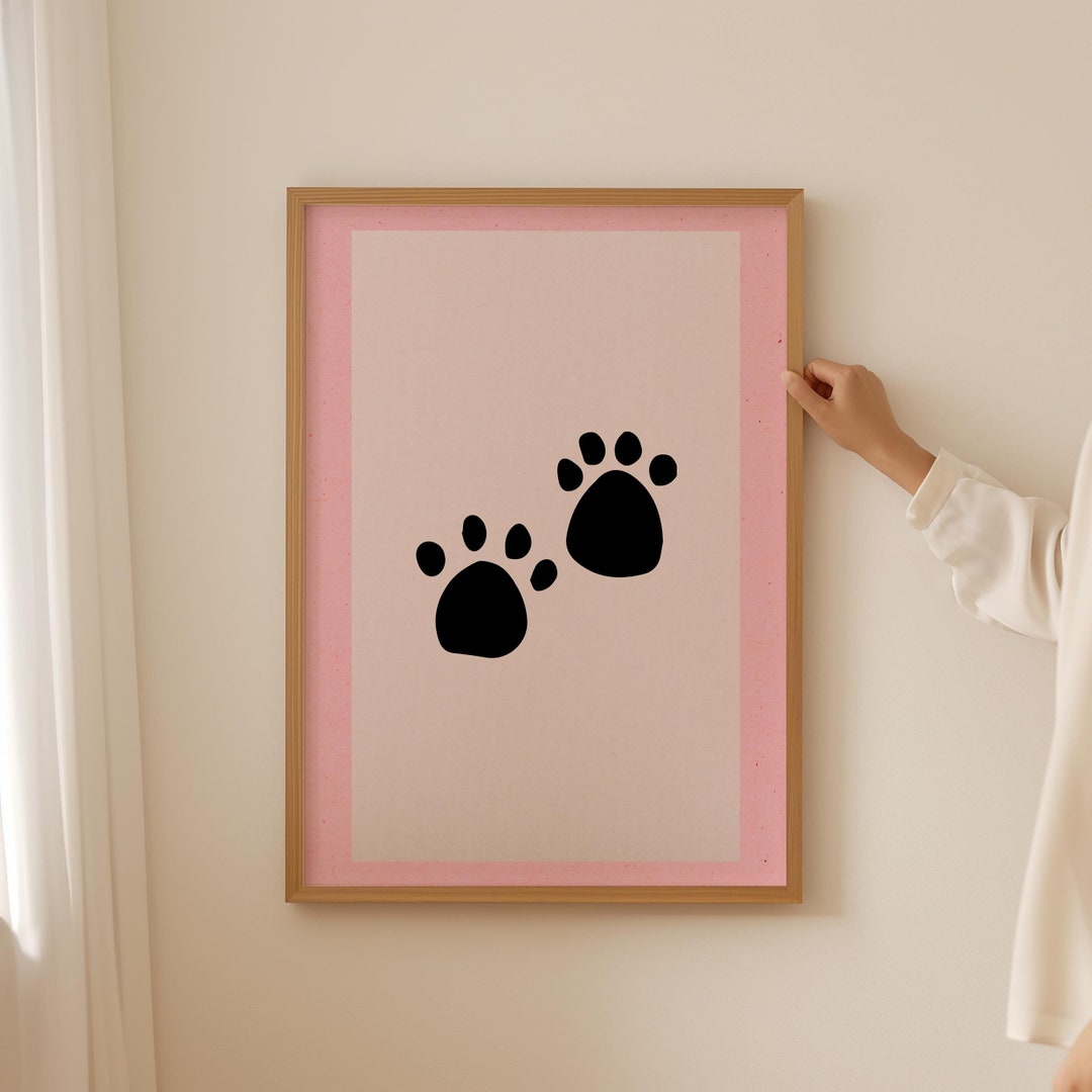 Minimalist Blush Pink Cat Paw Print, Pink Wall Art Animal Prints, Baby ...