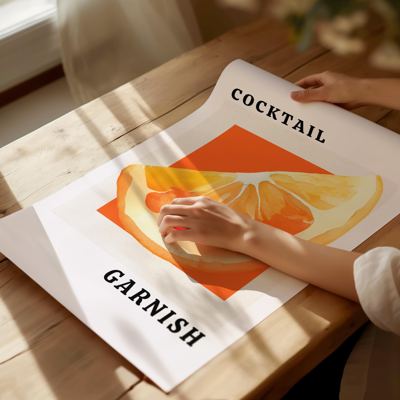 Cocktail Garnish Orange Wall Art, Orange Slice Print Retro Poster, Bar ...