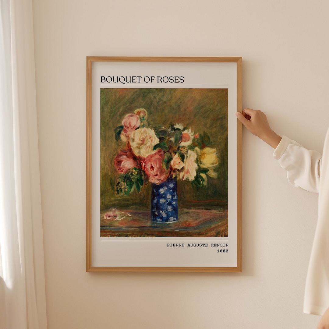 Bouquet of Roses Pierre Auguste Art Print, Flower Art Impressionist ...
