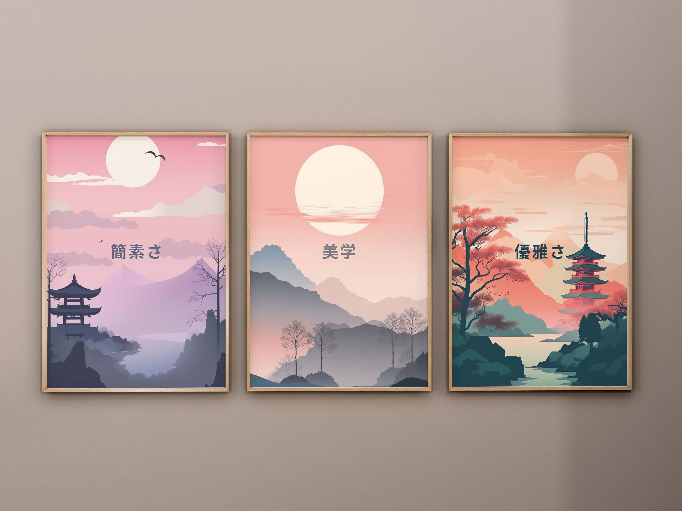 3 Piece Japanese Poster Set Japandi Wall Art Poster Set - Etsy Australia