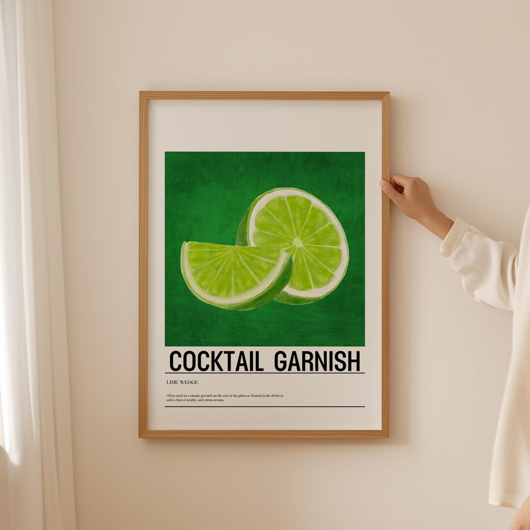 Lime Cocktail Garnish Print, Cocktail Wall Art Watercolor Prints, Green ...