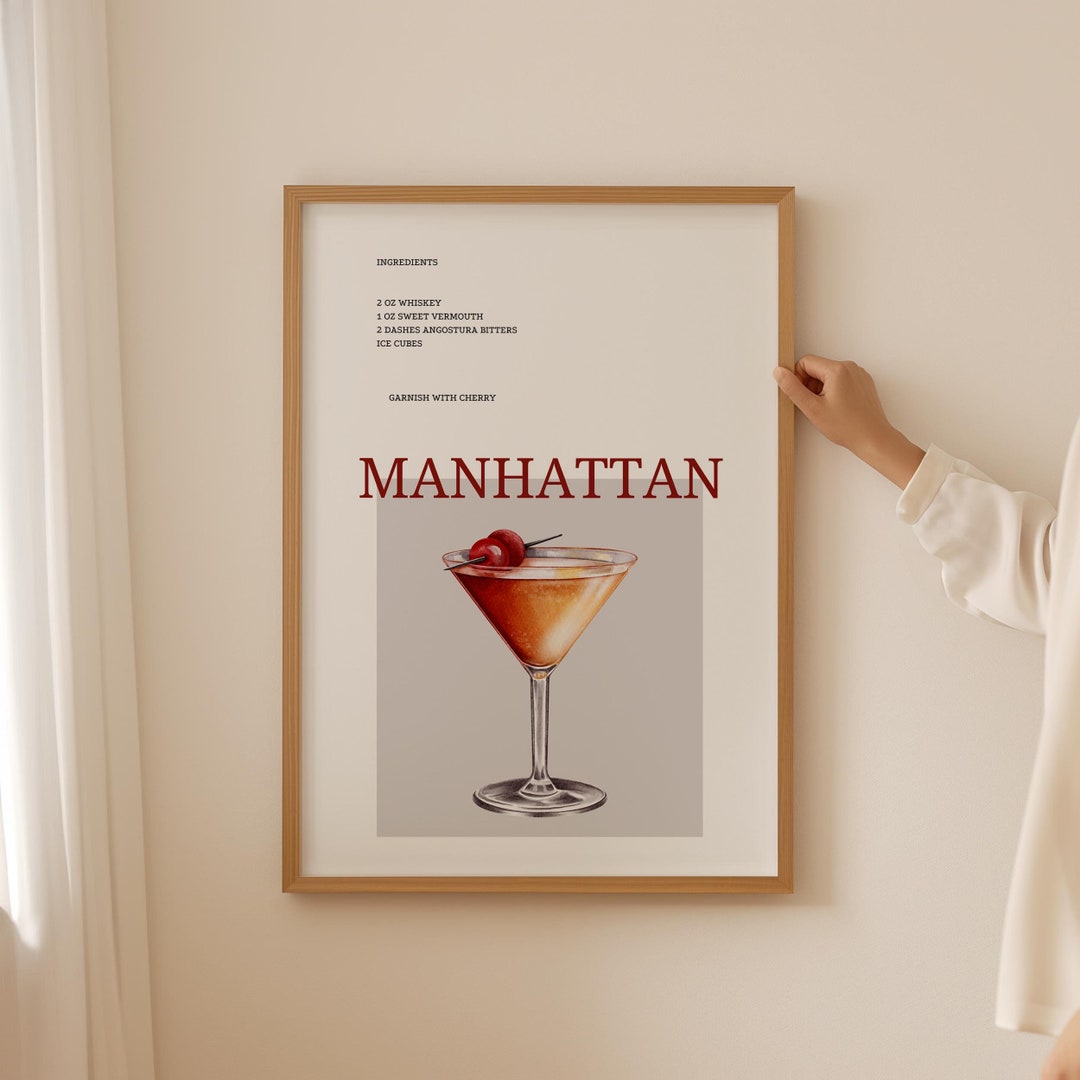 Manhattan Prints Bar Cart Art, Drink Menu Cocktail Wall Art, Alcohol ...