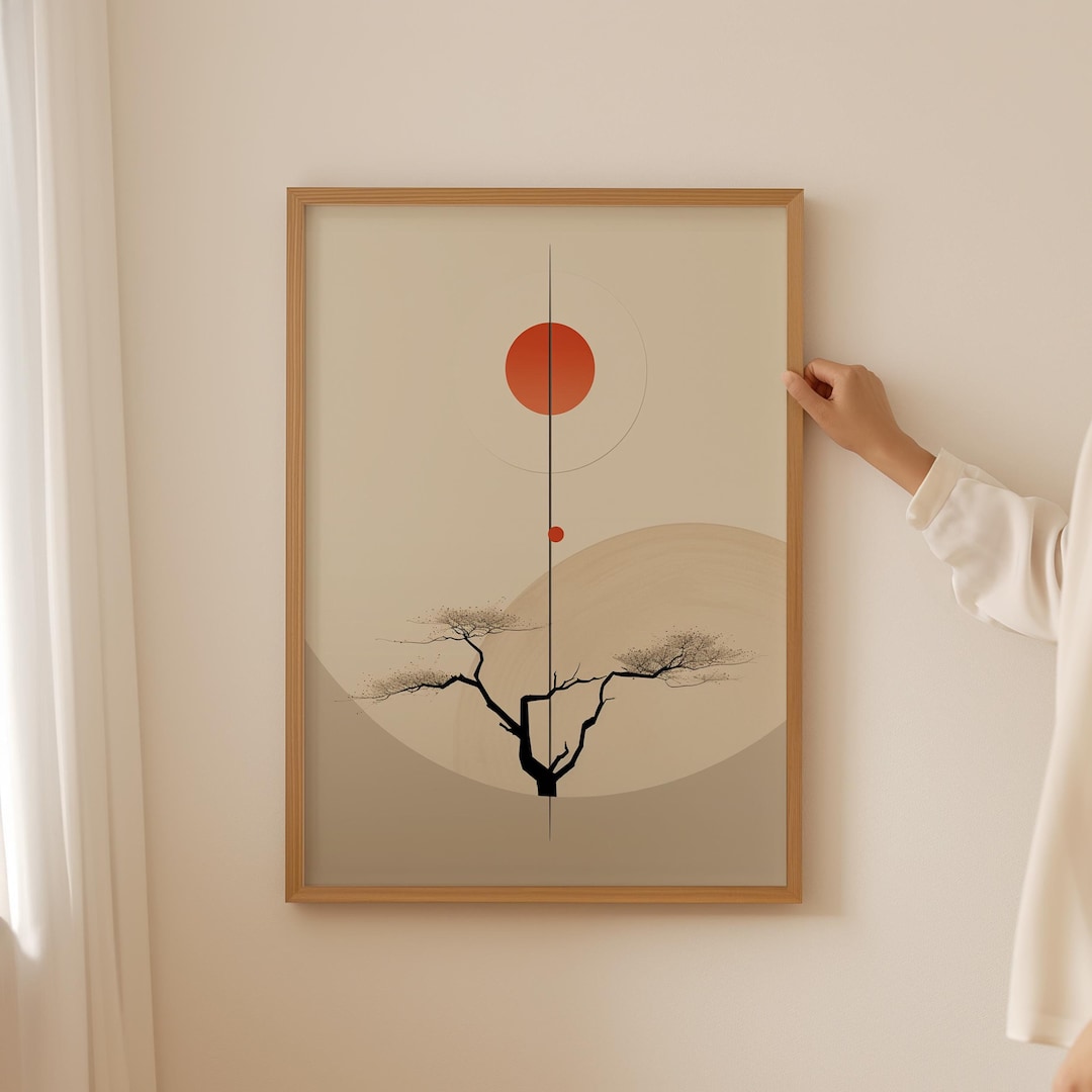 Japanese Wall Art, Neutral Abstract Painting Aesthetic Posters, Willow ...