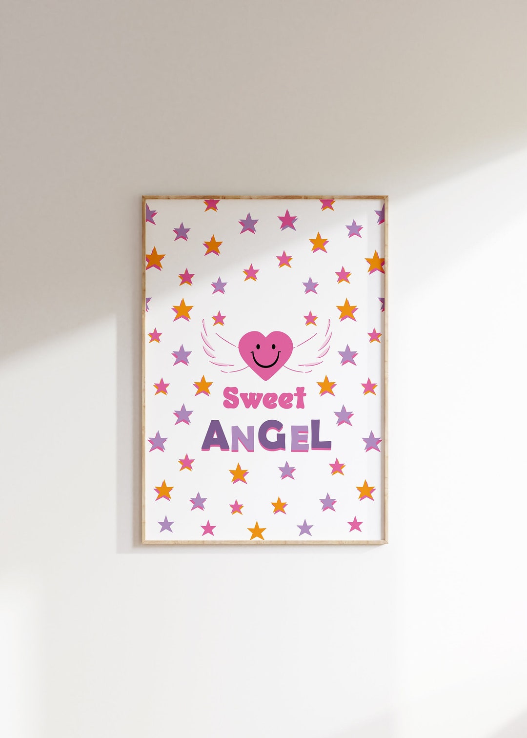 Happy Retro Poster for Girls Room Decor, Colorful Wall Art, Hippie Room ...