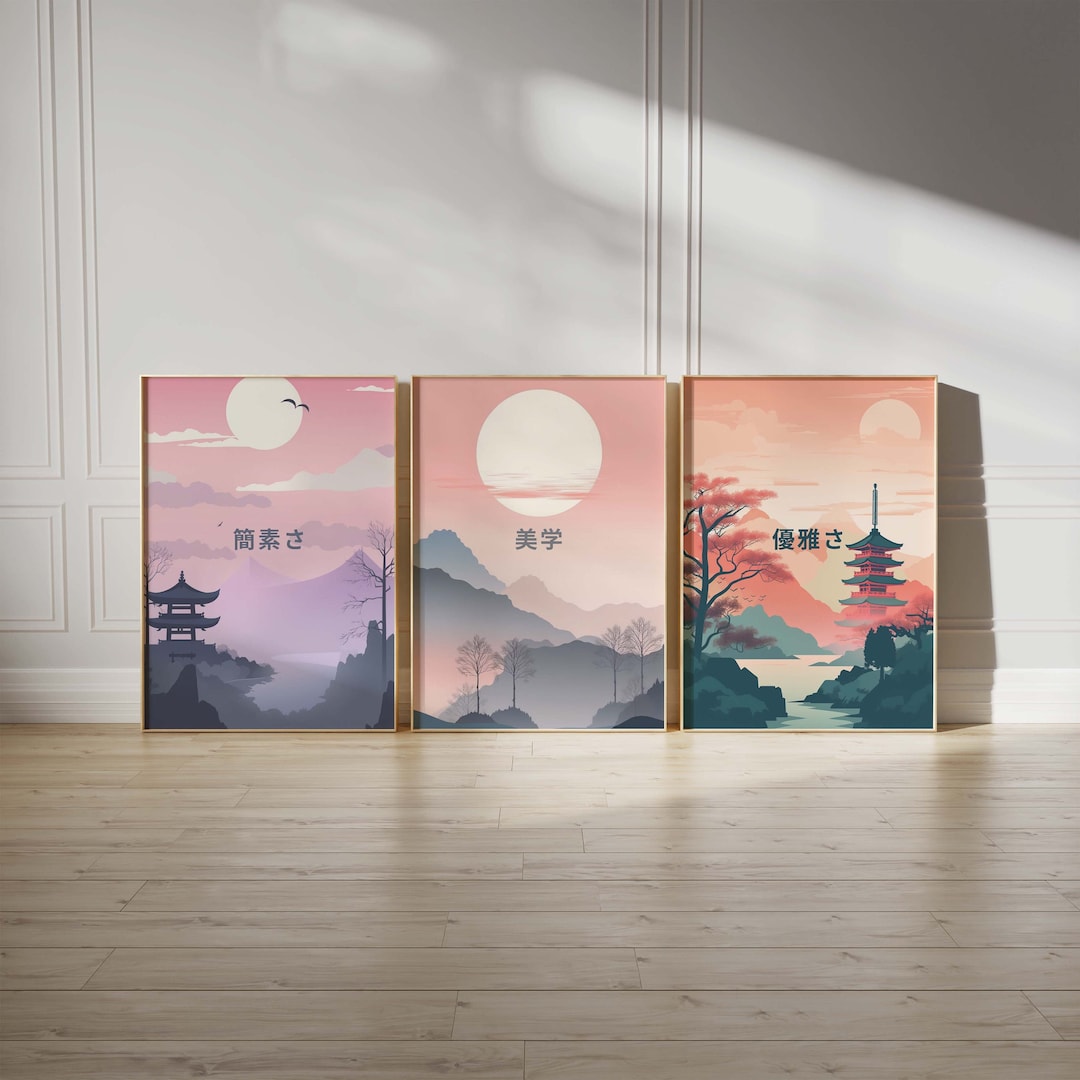 3 Piece Japanese Poster Set | Japandi Wall Art Poster Set | Japan ...