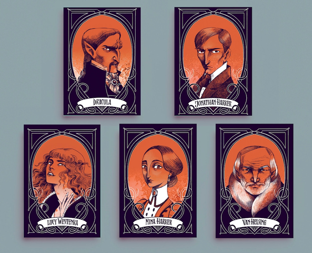 Dracula Postcards, Portraits of the Characters From Bram Stoker Gothic ...