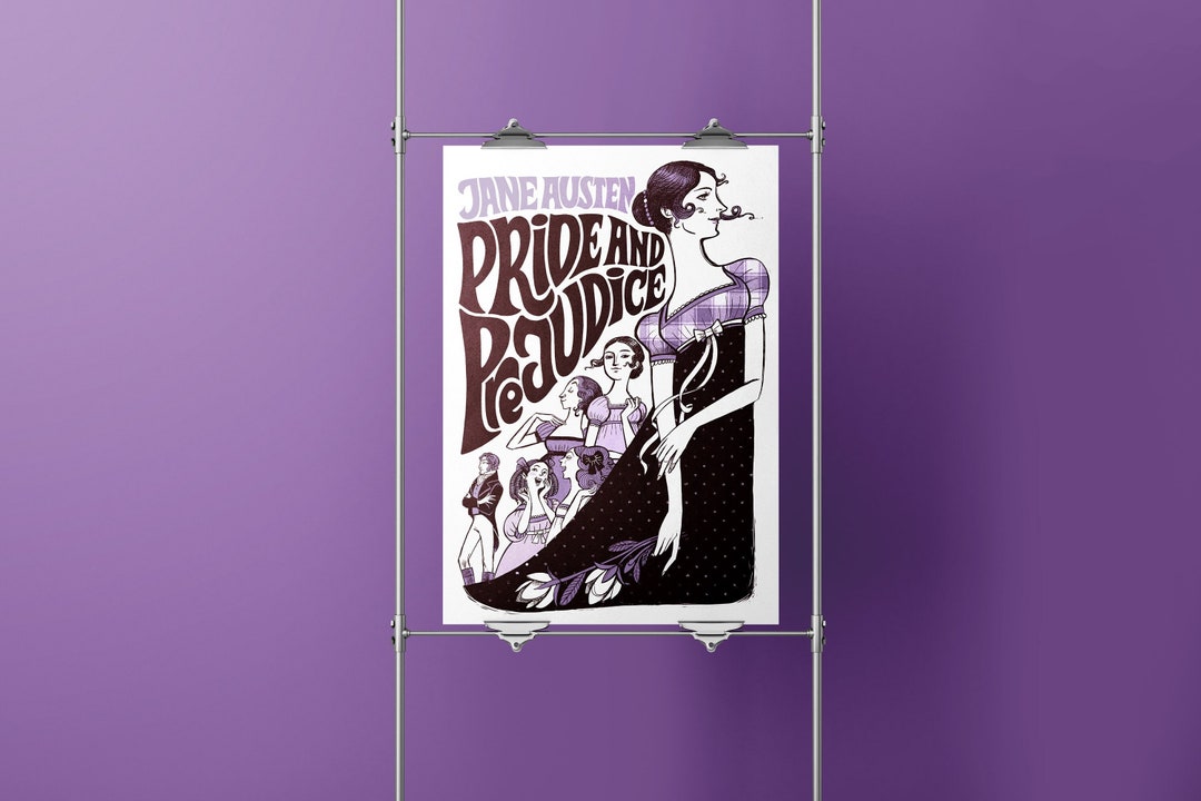 Pride and Prejudice Poster, Illustrated Print of the Jane Austen Novel ...